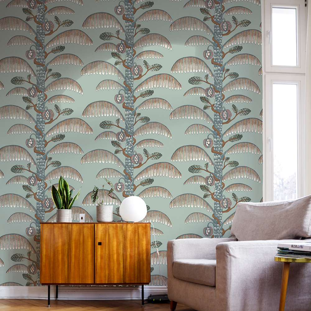 Palm Stripe Wallpaper - Radmoor Blue