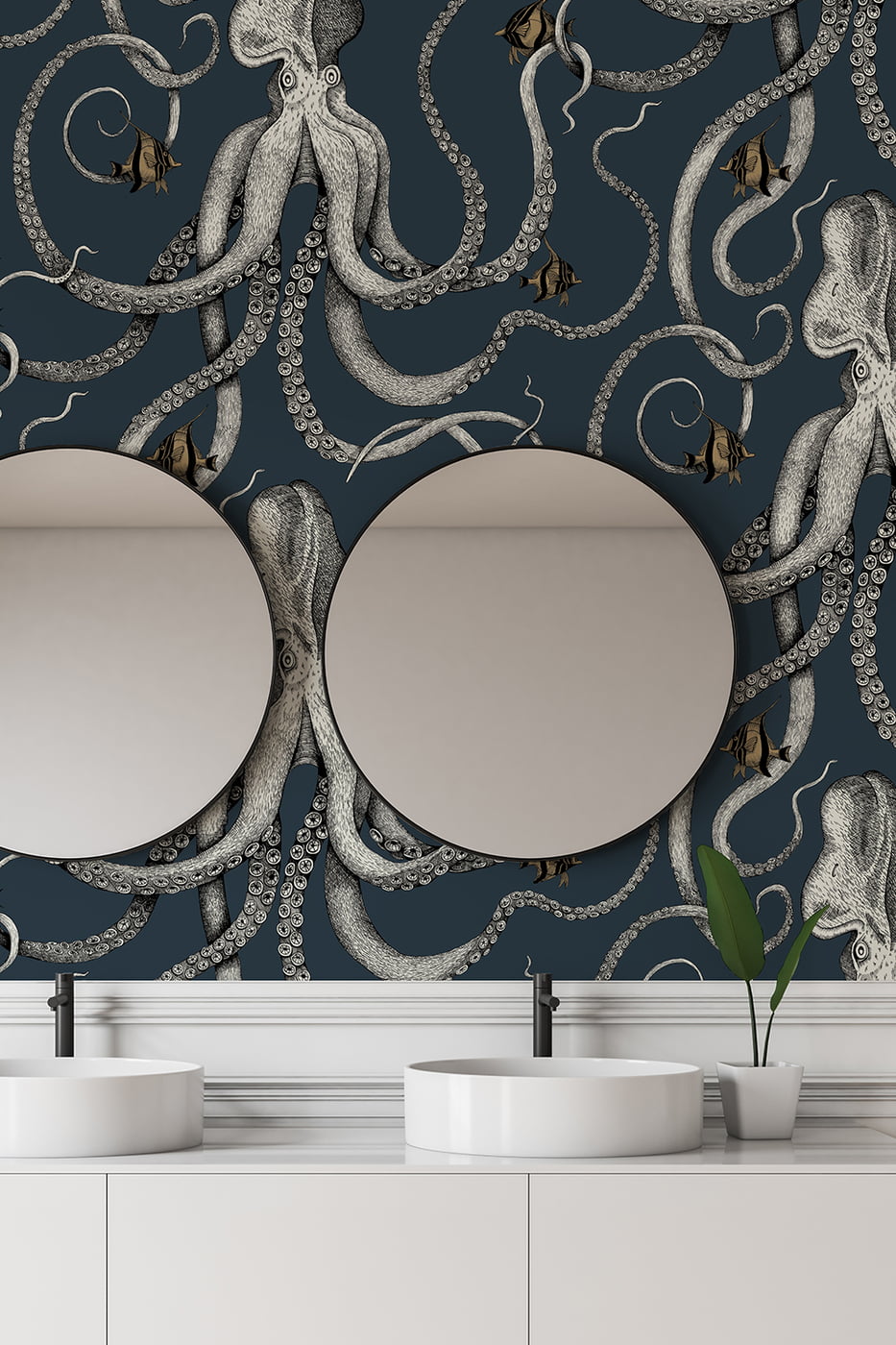 Octopoda Grand Wallpaper - Deep Sea Blue