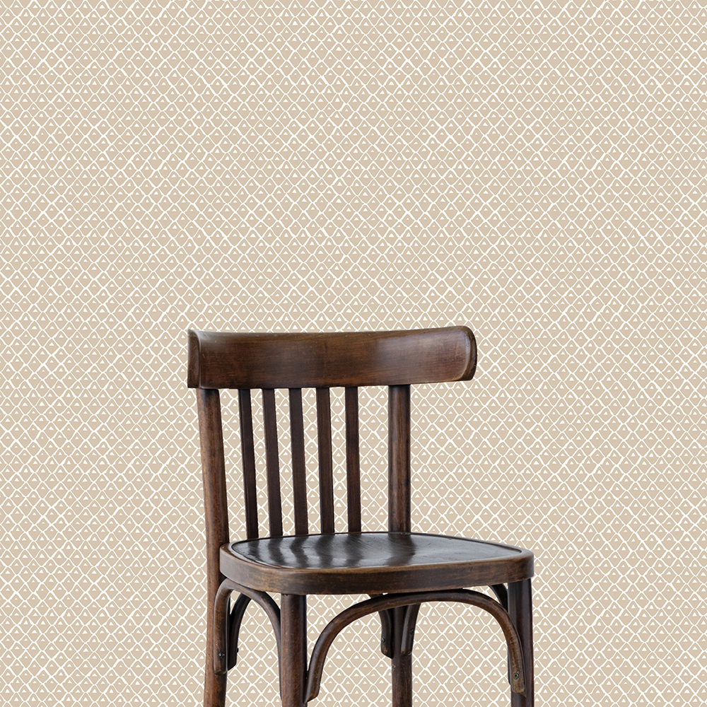 Pineapple Squares Wallpaper - Stepping Stone - Hilles White